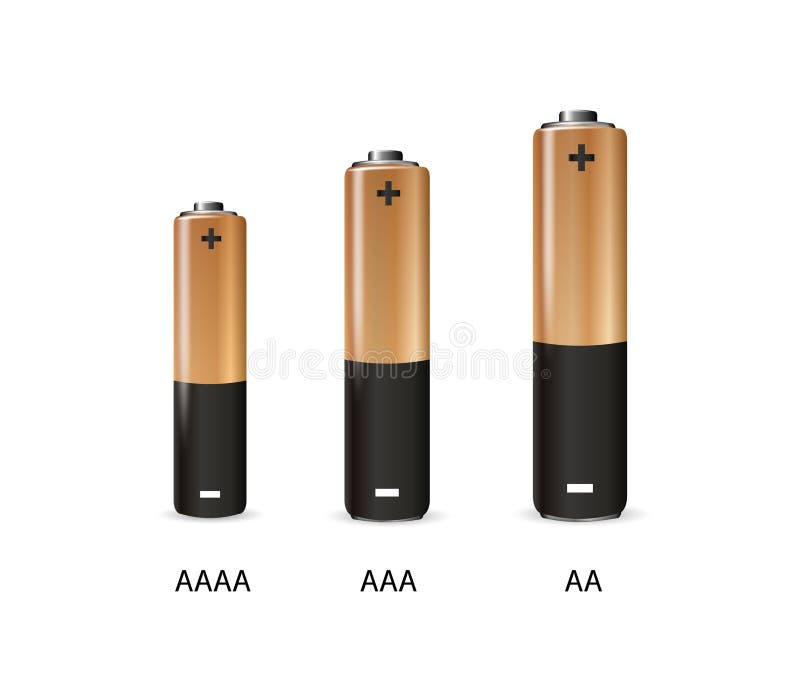 Alkaline Batteries Realistic Set. Types of Batteries. Size AA, AAA ...