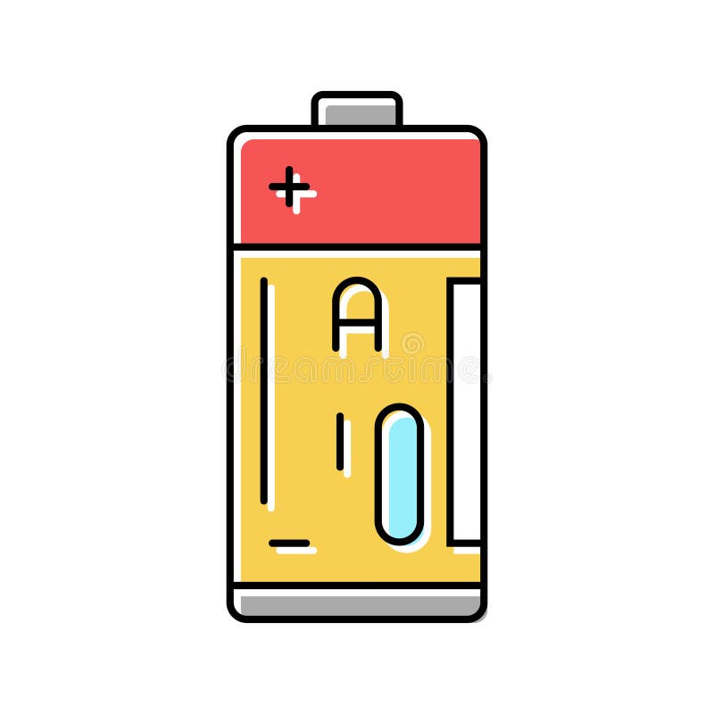 Alkaline Battery Color Icon Vector Illustration Stock Illustration ...