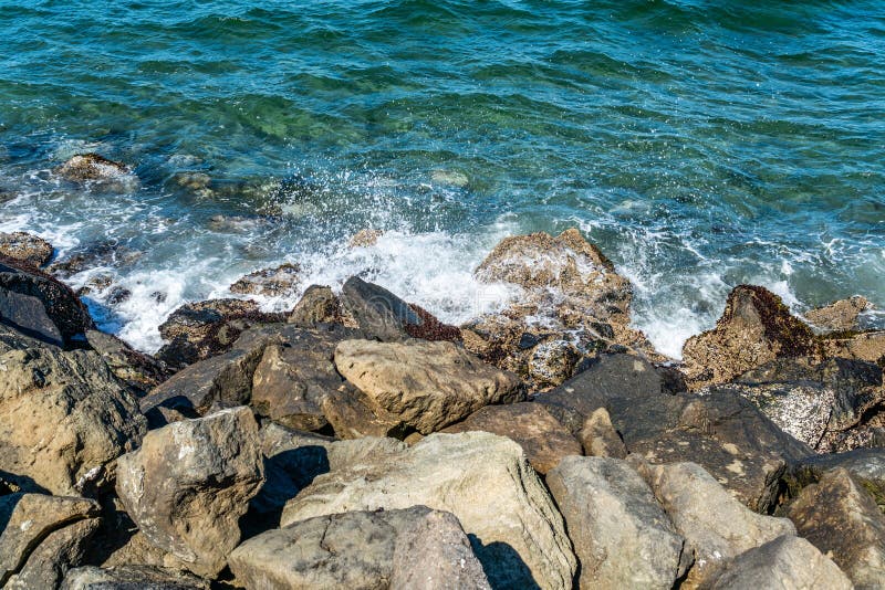 Alki Water and Boulders stock image. Image of west, state - 316440527