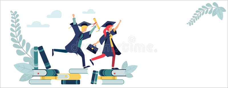 Cartoon Flat Tiny Group of Happy Graduating Students Celebrating ...
