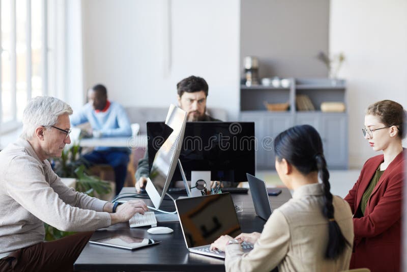 All Age Team Working in Office Stock Image - Image of multiethnic ...