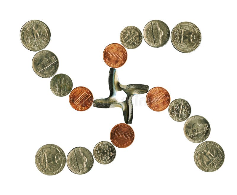 An All American Coins in Vortex Motion. Stock Photo - Image of flowing ...