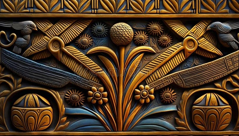 Egyptian Pattern Ancient Art. AI Generative. Stock Illustration ...