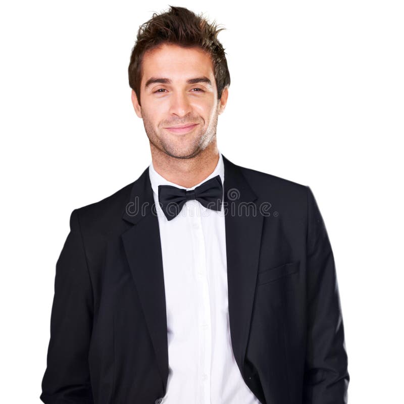 All Class. Studio Portrait of a Handsome Young Man Wearing a Tuxedo ...