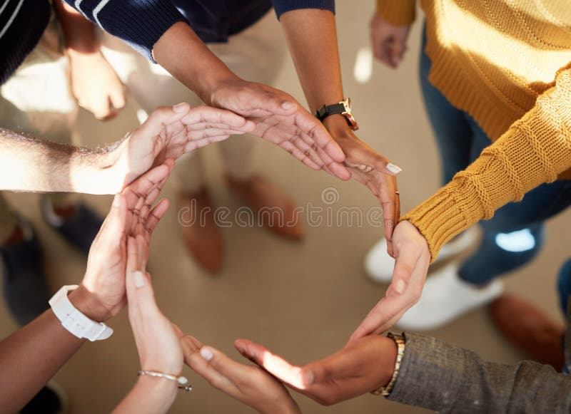 We are All Connected. High Angle Shot of a Group of People Joining ...