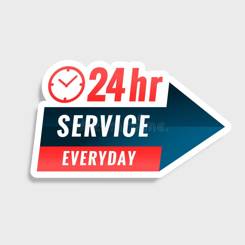 All Day 24 Hours Service Label Design Stock Vector - Illustration of ...