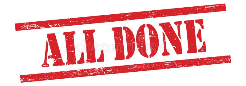 ALL DONE Text on Red Grungy Lines Stamp Stock Illustration ...