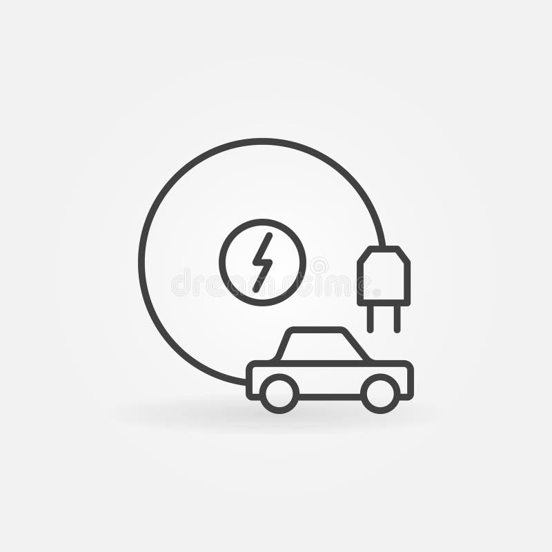 Electric Car with Plug Vector Icon in Outline Style Stock Vector ...