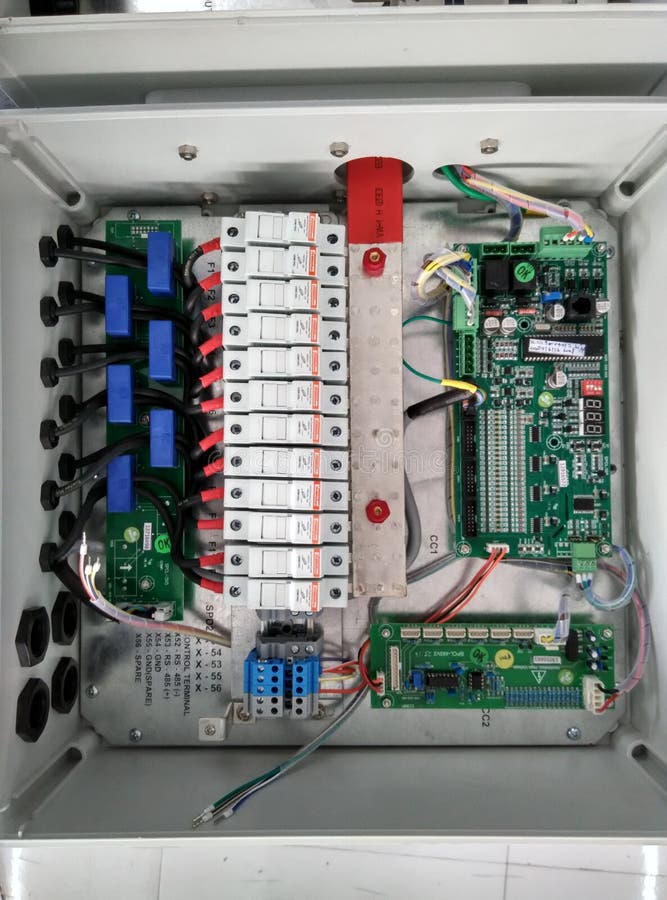 Circuit Box with Wiring and Other Elements Stock Image - Image of ...