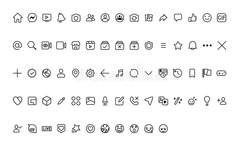 All Facebook Icons Set, Social Media Ui Vector Icon Stock Vector ...