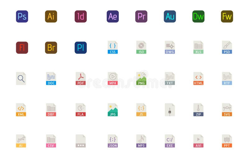 All File Types Icon You Need, All Adobe Programes, , All File ...