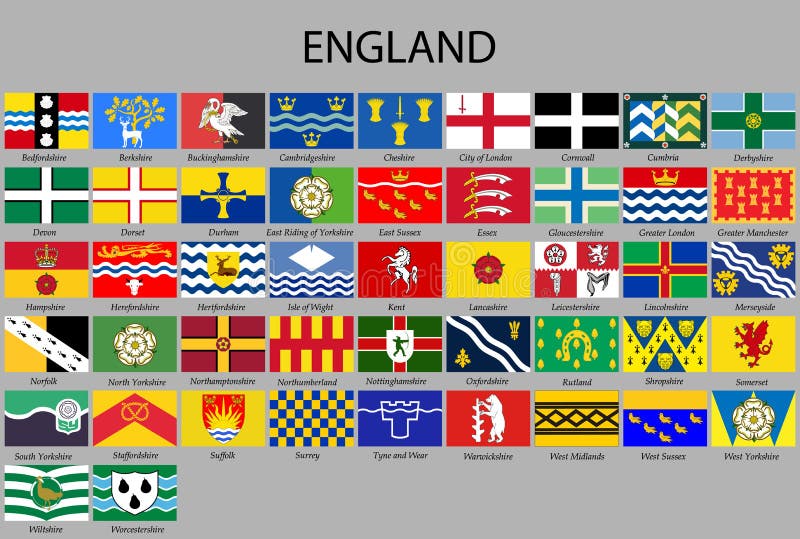 All Flags of the England Regions Stock Illustration - Illustration of ...