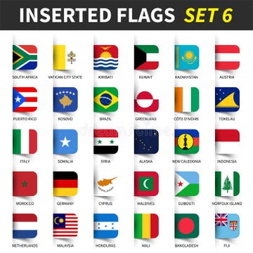 All Flags of the World Set 6 . Inserted and Floating Sticky Note Design ...
