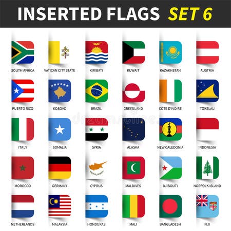 All Flags of the World Set 6 . Inserted and Floating Sticky Note Design ...