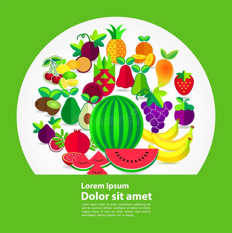Fresh Fruit Graphic Vector Illustration. Stock Vector - Illustration of ...