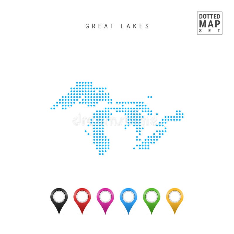 All the Great Lakes Dots Pattern Vector Map. Stylized Silhouette All of ...