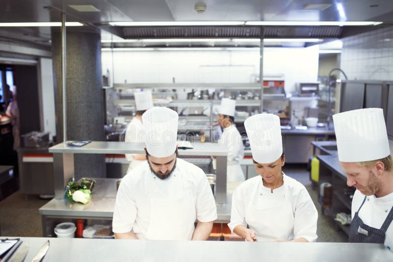 Making a Gastronomic Masterpiece. Chefs Preparing a Meal Service in a ...