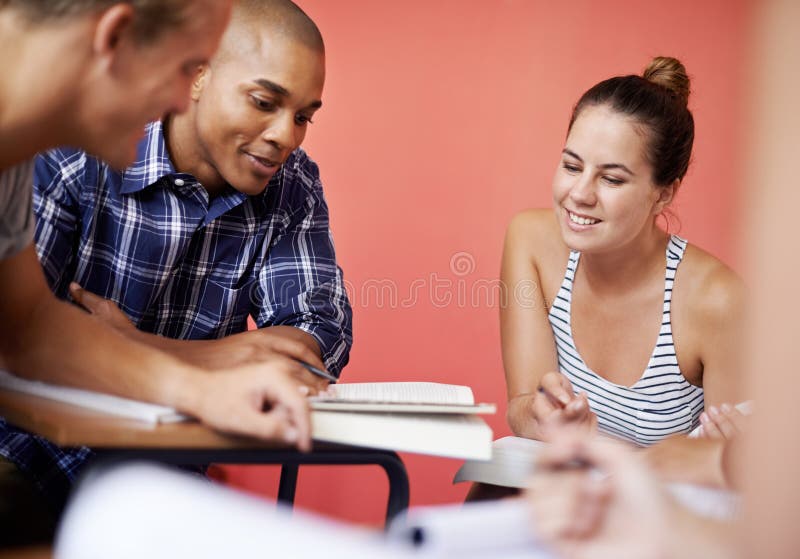 They All Have Great Input. a Group of University Students Studying ...