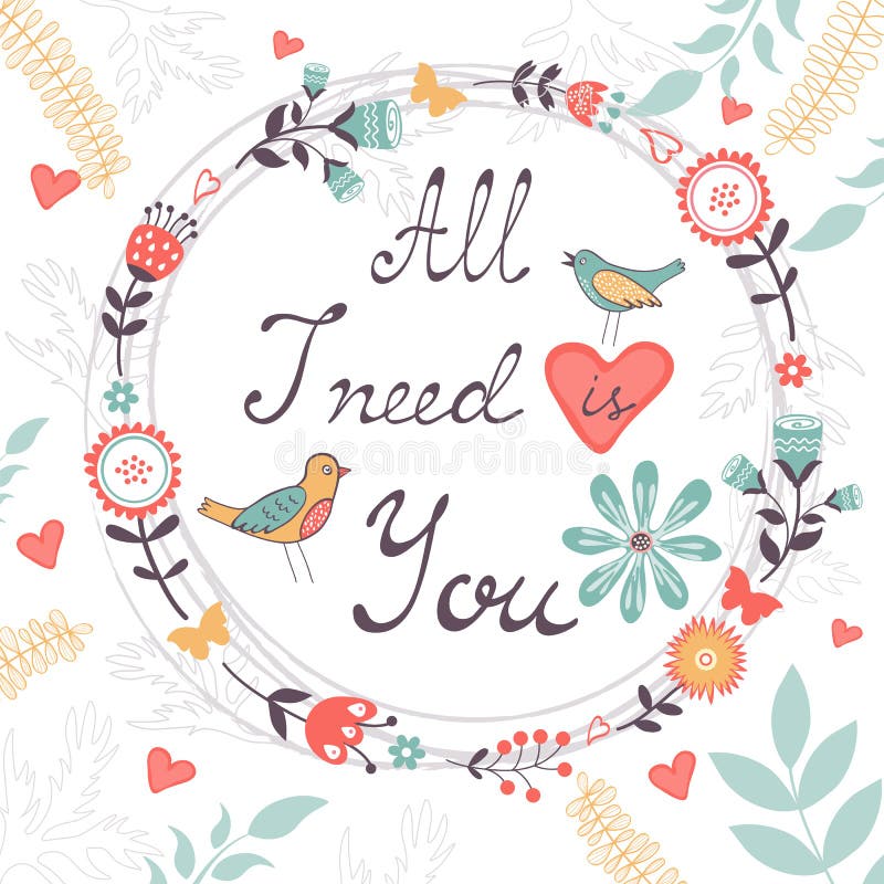 All You Need is Me Love Concept Stock Vector - Illustration of message ...