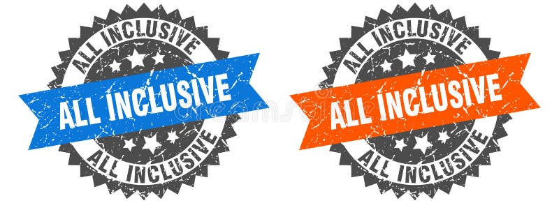 All Inclusive Band Sign. All Inclusive Grunge Stamp Set Stock Vector ...