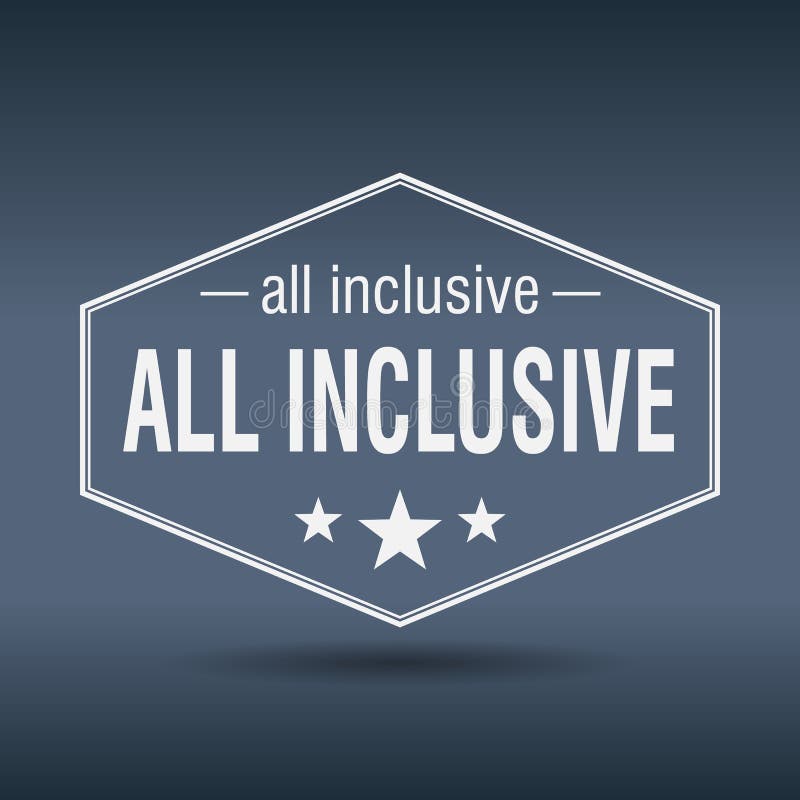 All Inclusive Hexagonal White Retro Style Label Stock Vector ...