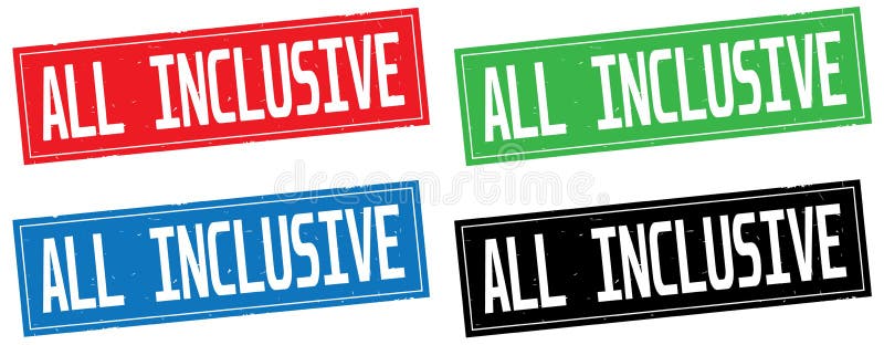 ALL INCLUSIVE Text, on Rectangle Stamp Sign. Stock Illustration ...