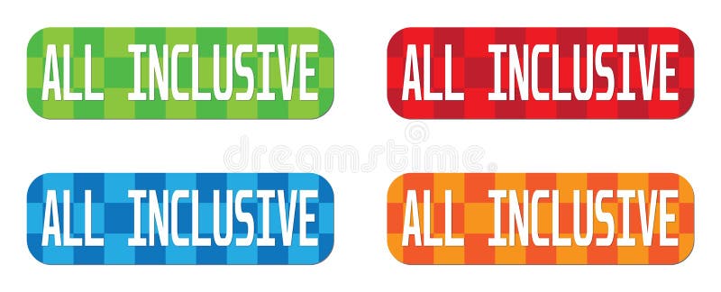 ALL INCLUSIVE Text, on Rectangle, Zig Zag Pattern Stamp Sign. Stock ...