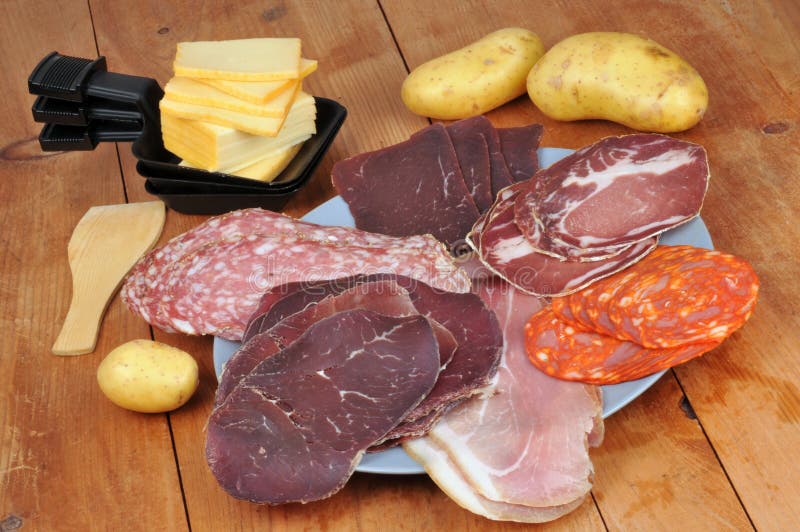 All the Ingredients To Make a Raclette Stock Image - Image of raclette ...