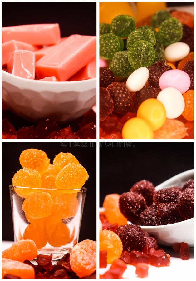 All Kind of Colorful Mix Candy in the Collage Stock Photo - Image of ...