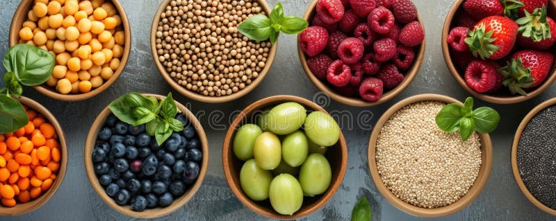 All Kinds of Fruits and Vegetables in Bowls Stock Image - Image of ...