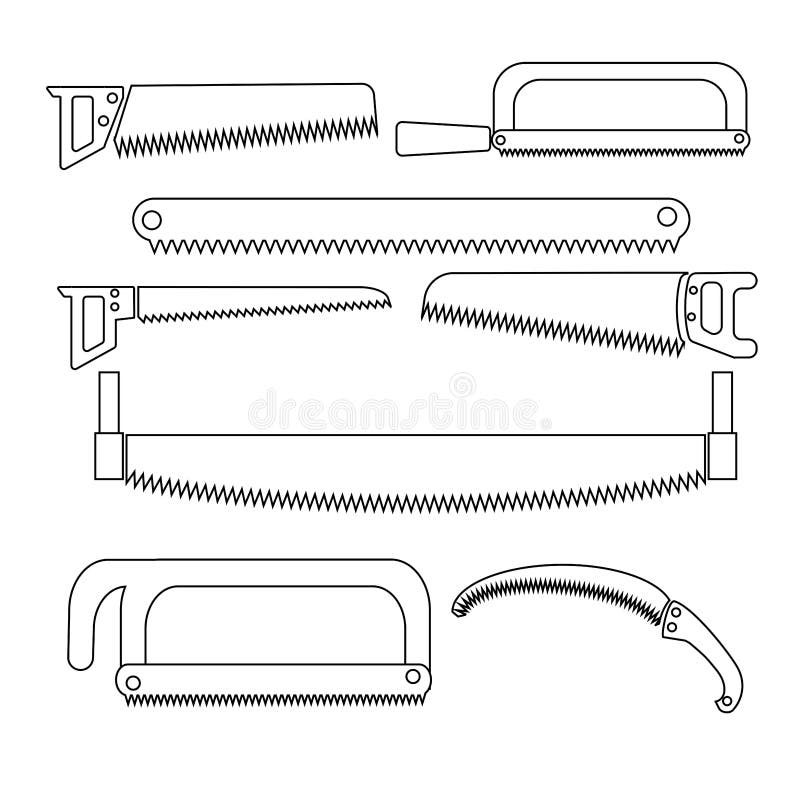 All Kinds of Hand Saws and Saw Blade Stock Vector - Illustration of ...