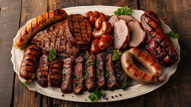 All Meat Platter Overhead. Generative AI Stock Illustration ...
