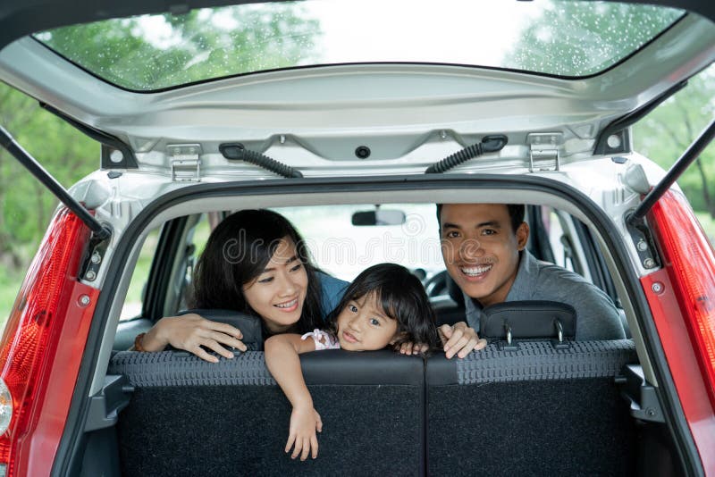 All Members Family Look Out from Back Windows Stock Photo - Image of ...