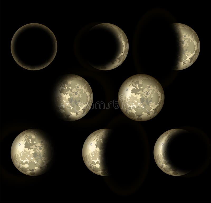 Movements Of The Moon Phases Realistic Stock Vector - Illustration of ...