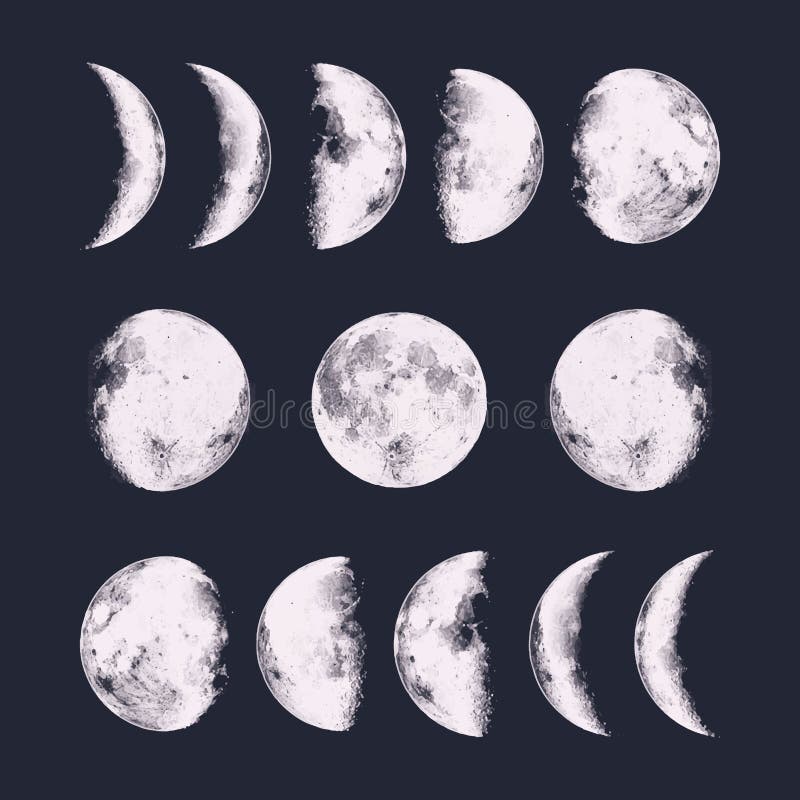 All of Moon phases set stock illustration. Illustration of background ...