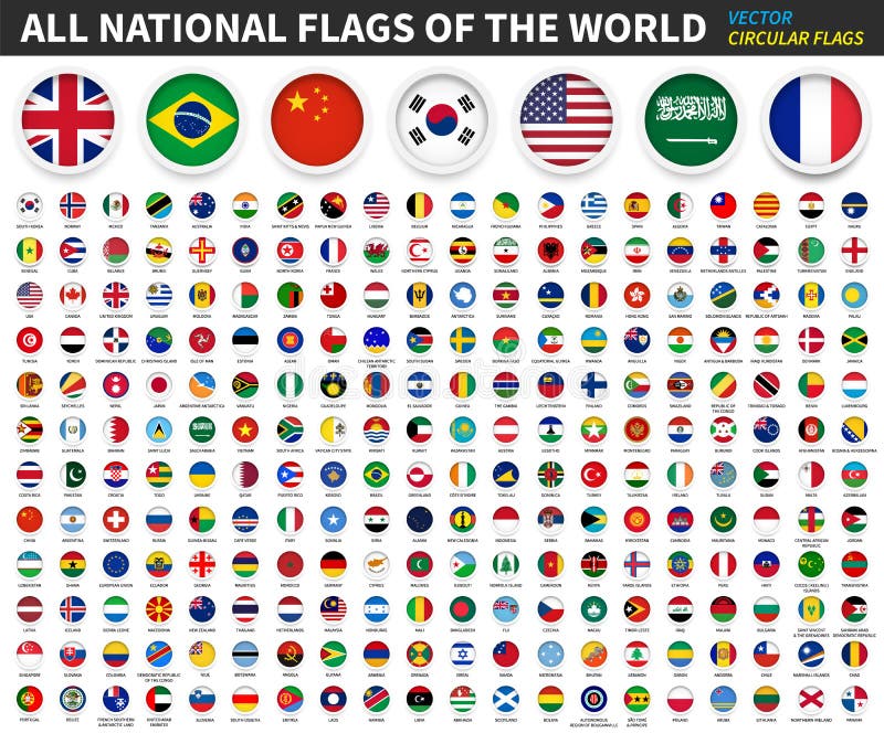 All National Flags of the World . Circular Flag with Frame and Country ...