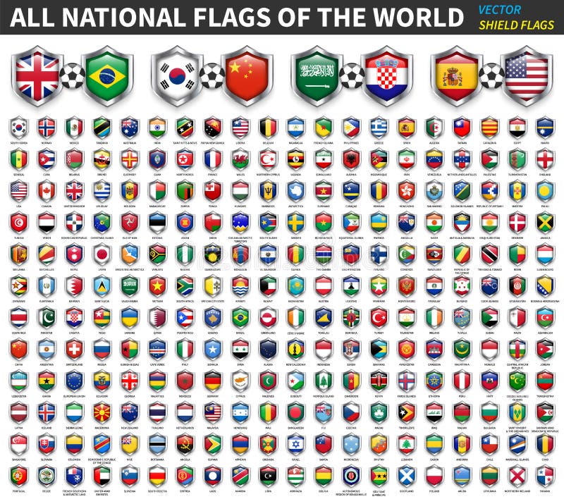 All National Flags of the World . Shield Flag Design . Sport and Soccer ...