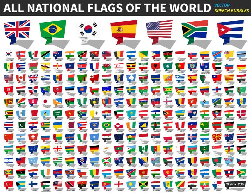 All National Flags Of The World . Speech Bubbles Design . Vector Stock ...