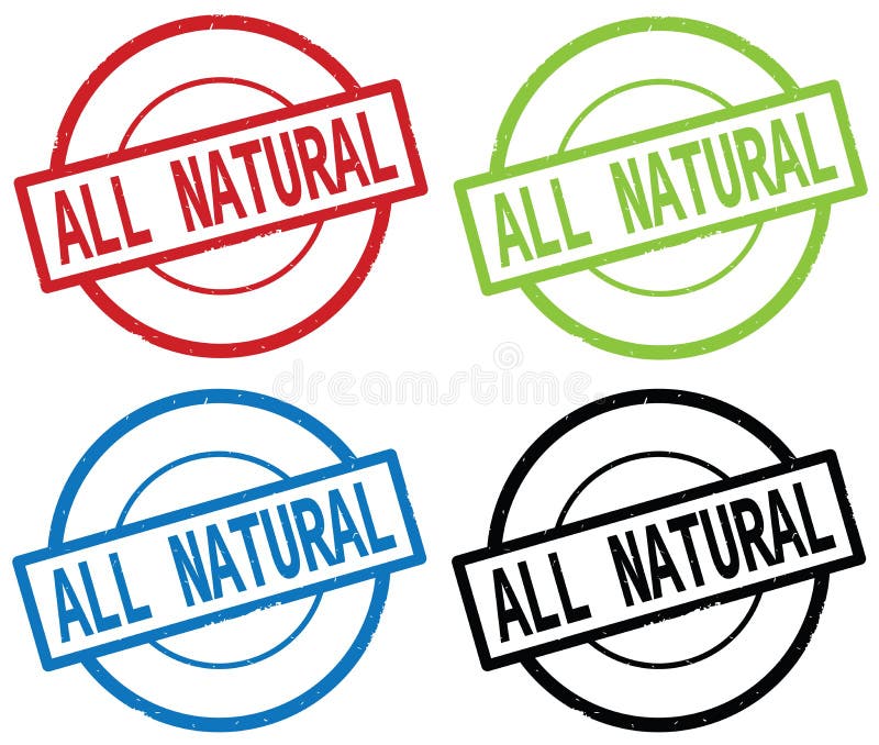 ALL NATURAL Text, on Round Simple Stamp Sign. Stock Illustration ...