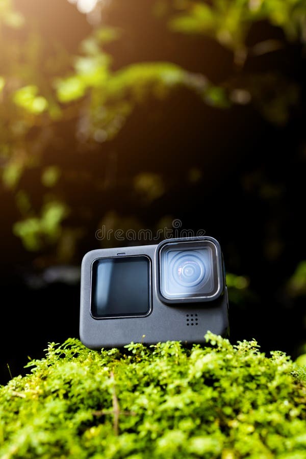 Black action camera stock photo. Image of outdoor, design - 248207644