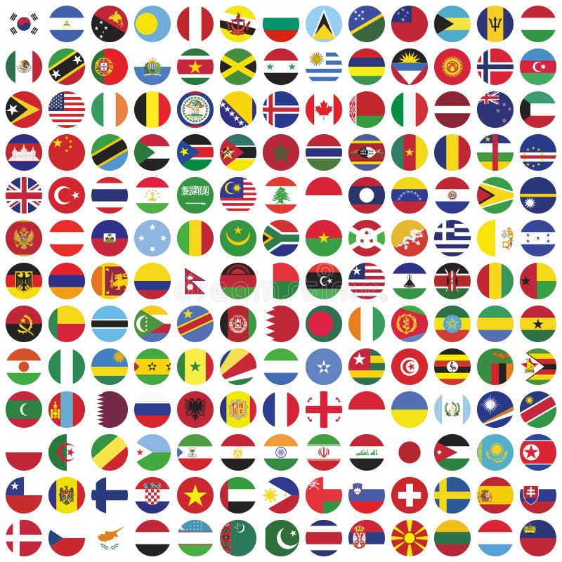 All Official National Flags of the World Round Flag Stock Illustration ...