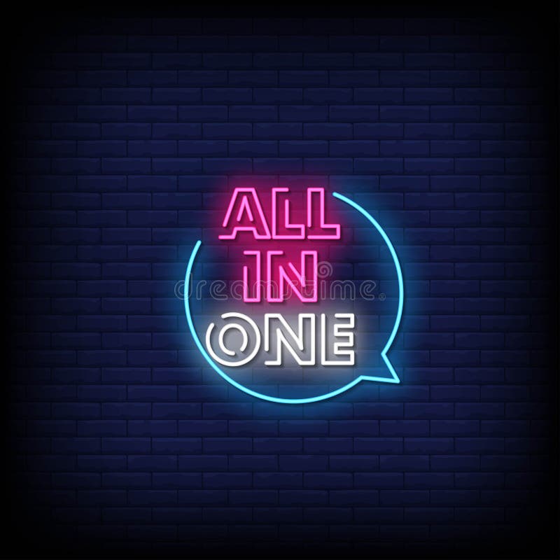 All in One Neon Signs Style Text Vector Stock Vector - Illustration of ...