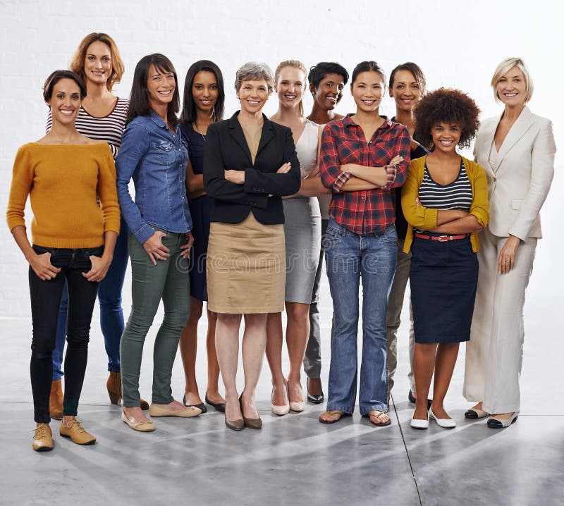 All for One and One for All. Studio Shot of a Diverse Group of People ...