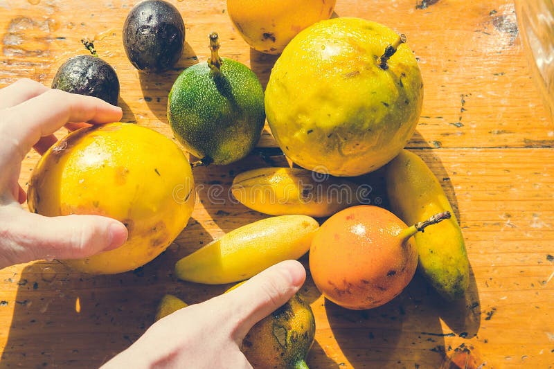 All passion fruit versions stock photo. Image of yellow - 112601270