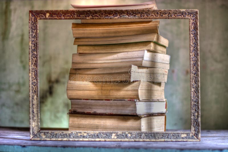 Books and a frame stock photo. Image of literature, frame - 96894306
