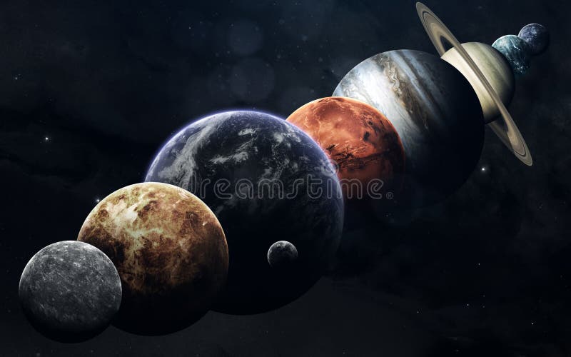 All Planets of Solar System on the Space Background. Educational Image ...
