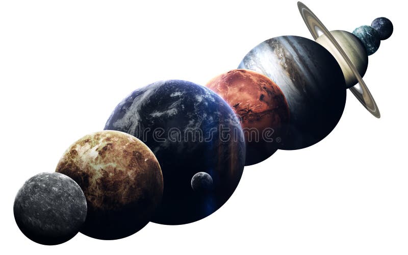 All Planets of Solar System on the White Background. Educational Image ...