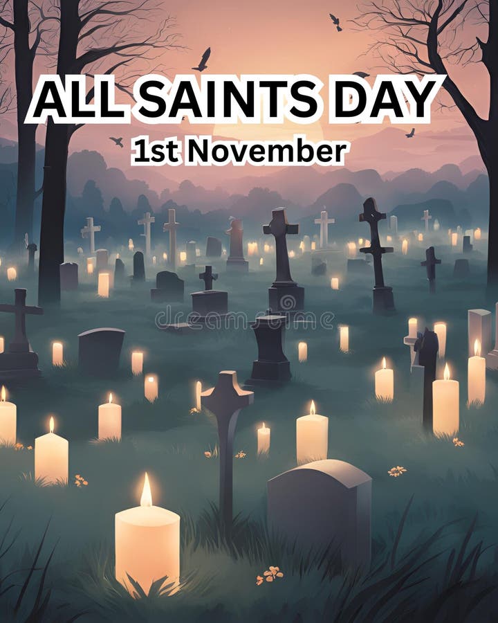 All Saints Day Celebration with Vibrant Decorations, Spiritual Symbols ...