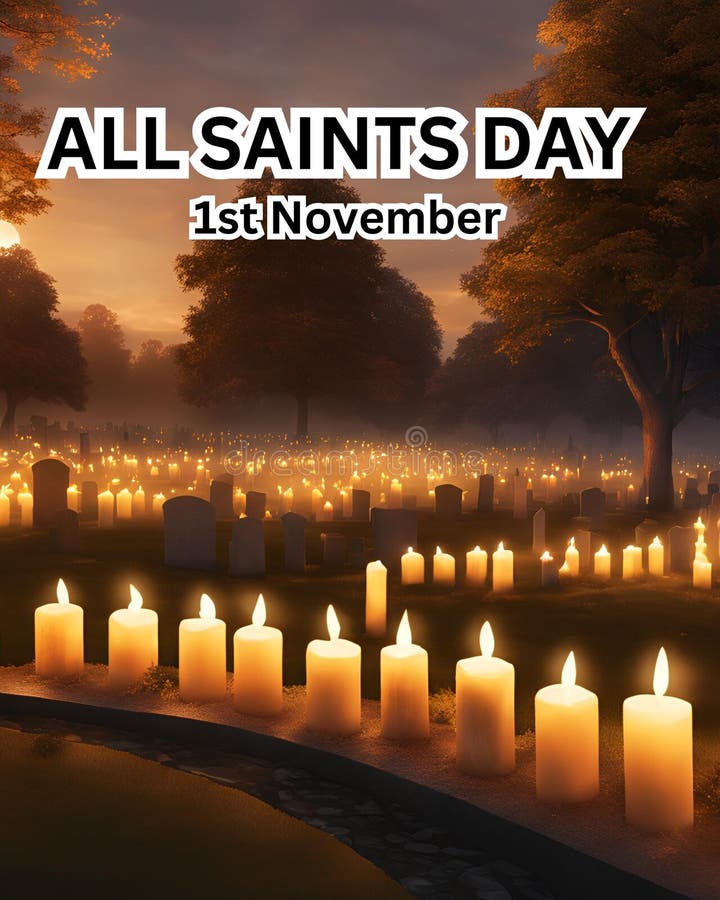 All Saints Day Celebration with Vibrant Decorations, Spiritual Symbols ...