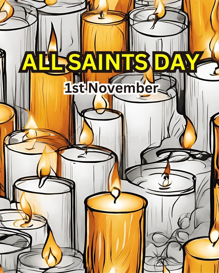All Saints Day Celebration with Vibrant Decorations, Spiritual Symbols ...